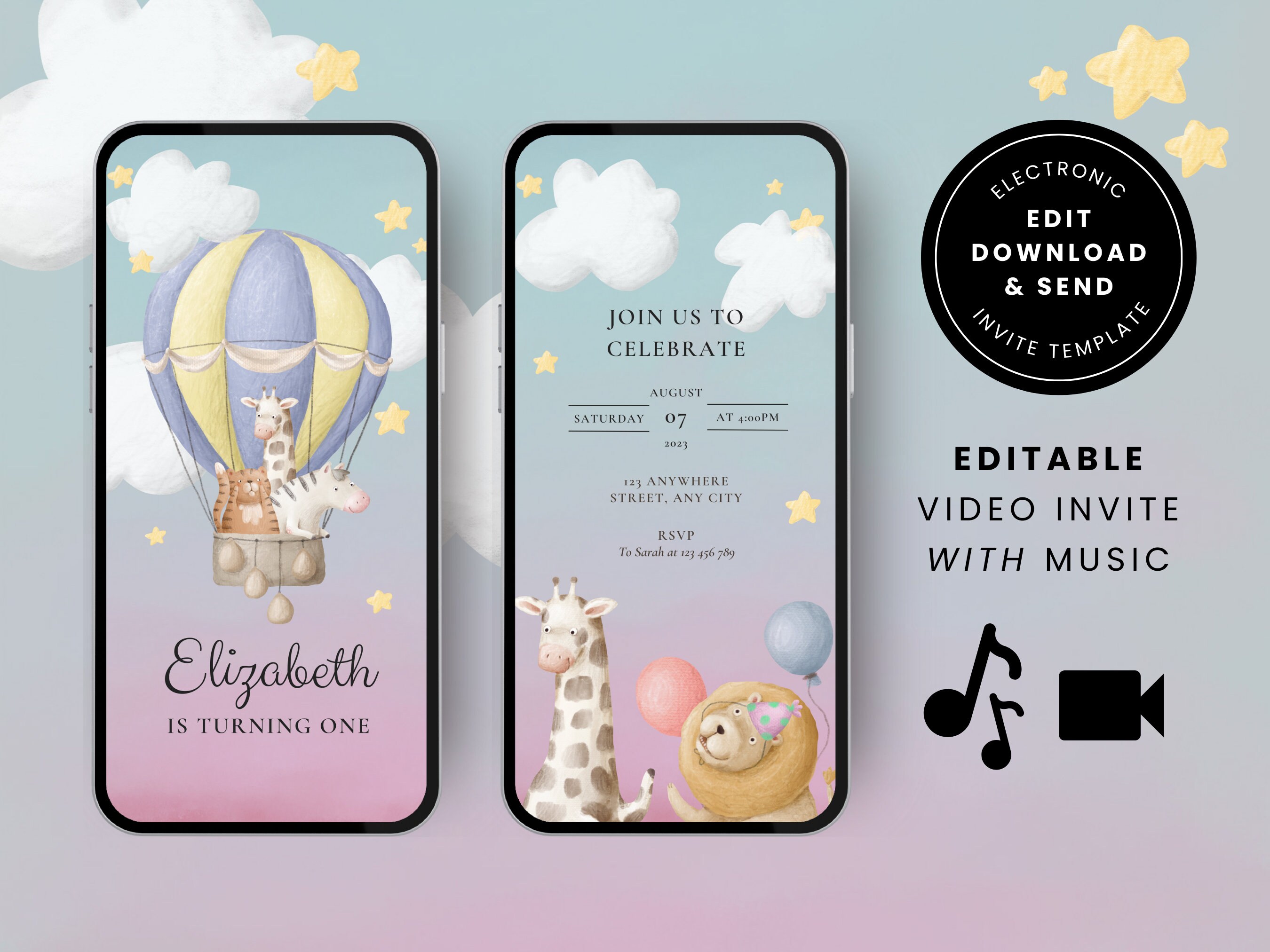 Animated Childrens Birthday Invitation Video Party Evite Animation Kids ...