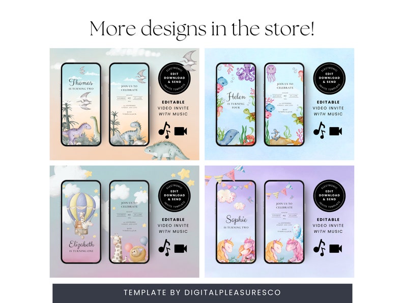 Animated Childrens Birthday Invitation Video Party Evite Animation Kids ...