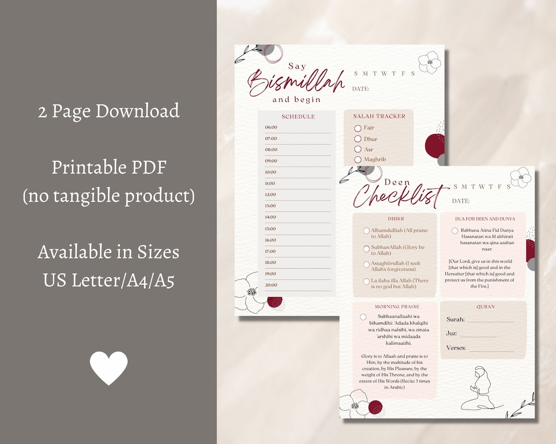 Islamic Daily Planner Printable, Ibadah Planner, Ibadah Tracker, Goal ...