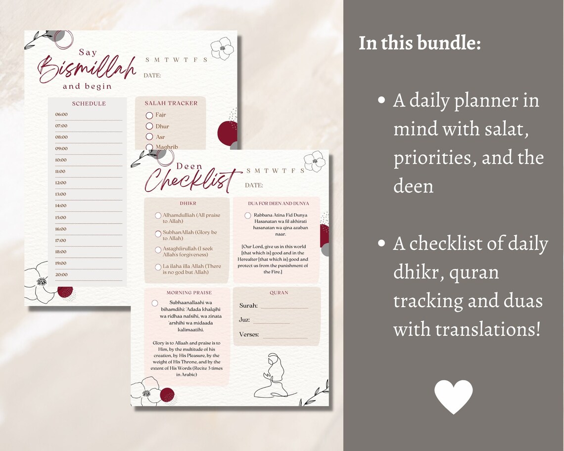Islamic Daily Planner Printable Ibadah Planner Ibadah - Etsy