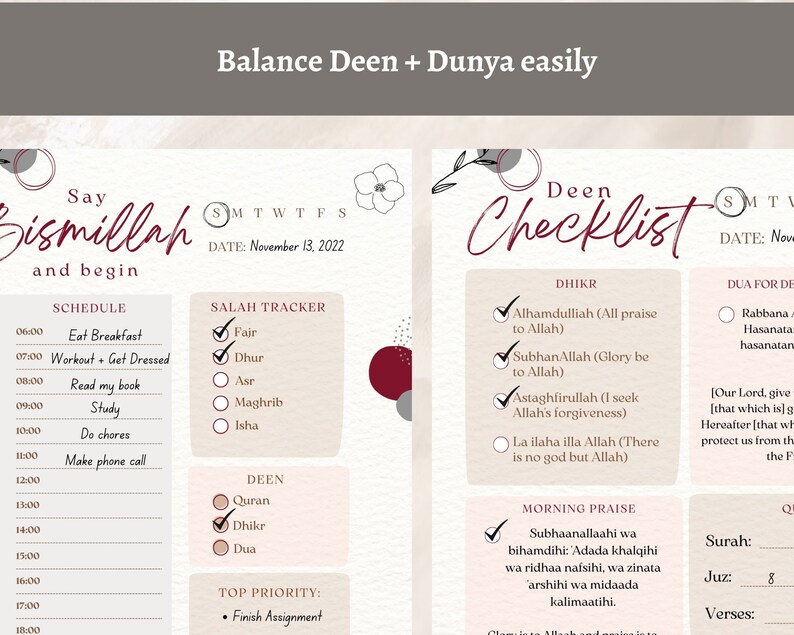 Islamic Daily Planner Printable, Ibadah Planner, Ibadah Tracker, Goal ...