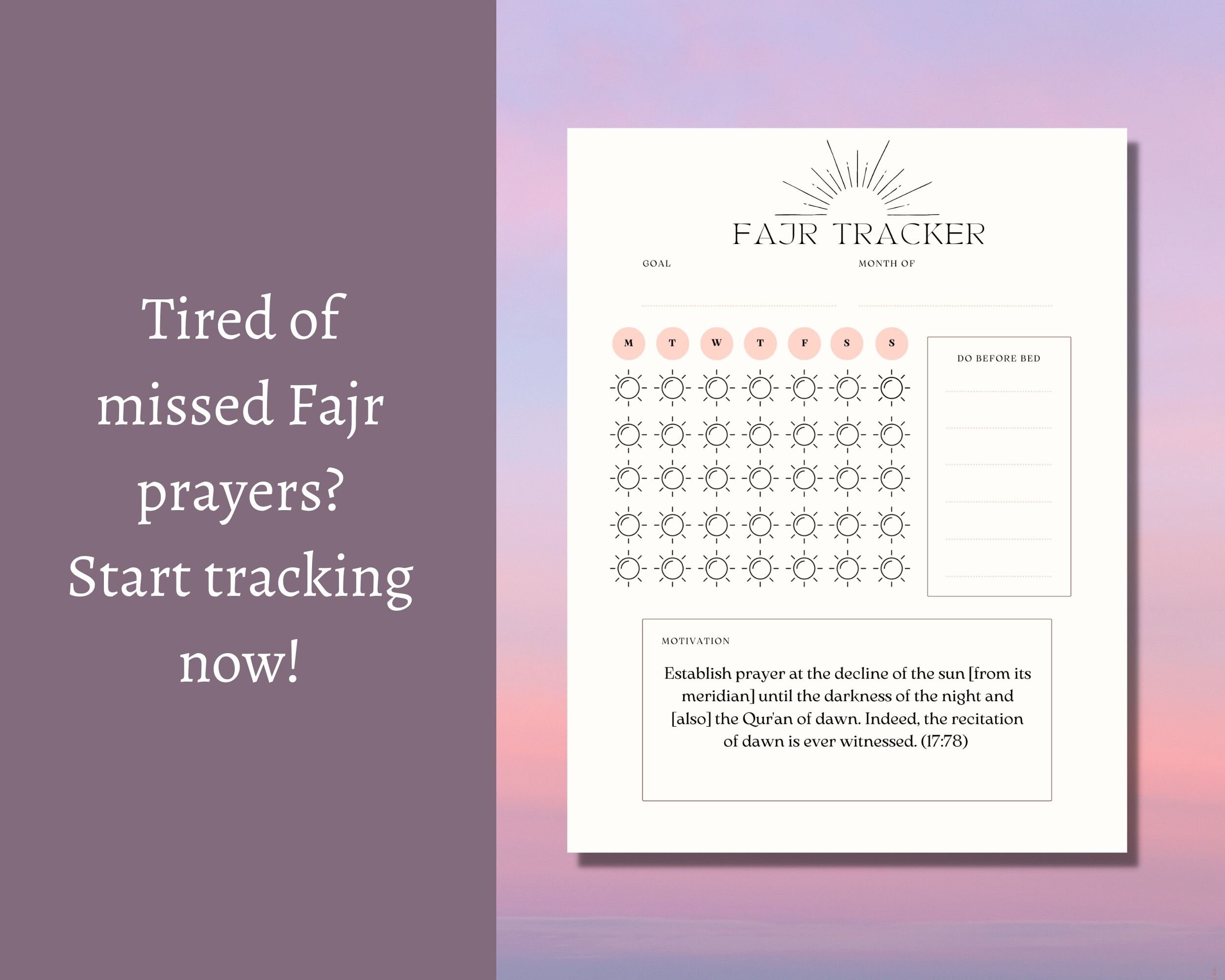 Islamic Fajr Prayer Tracker Salah Tracker Printable Prayer Tracker, Daily Salah Tracker - Etsy