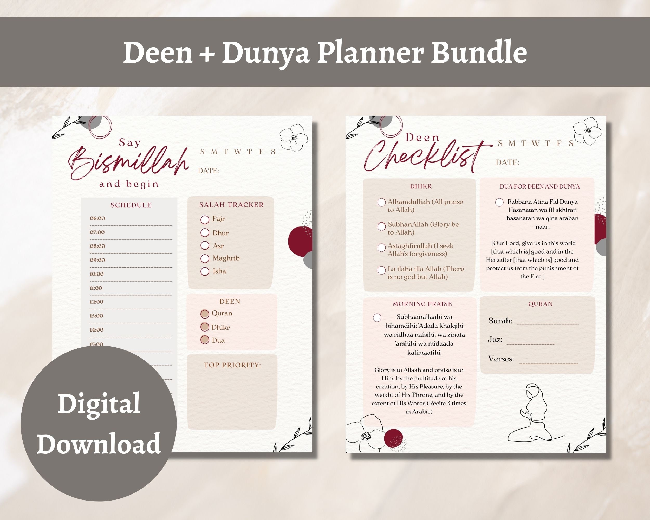 Islamic Daily Planner Printable Ibadah Planner Ibadah - Etsy