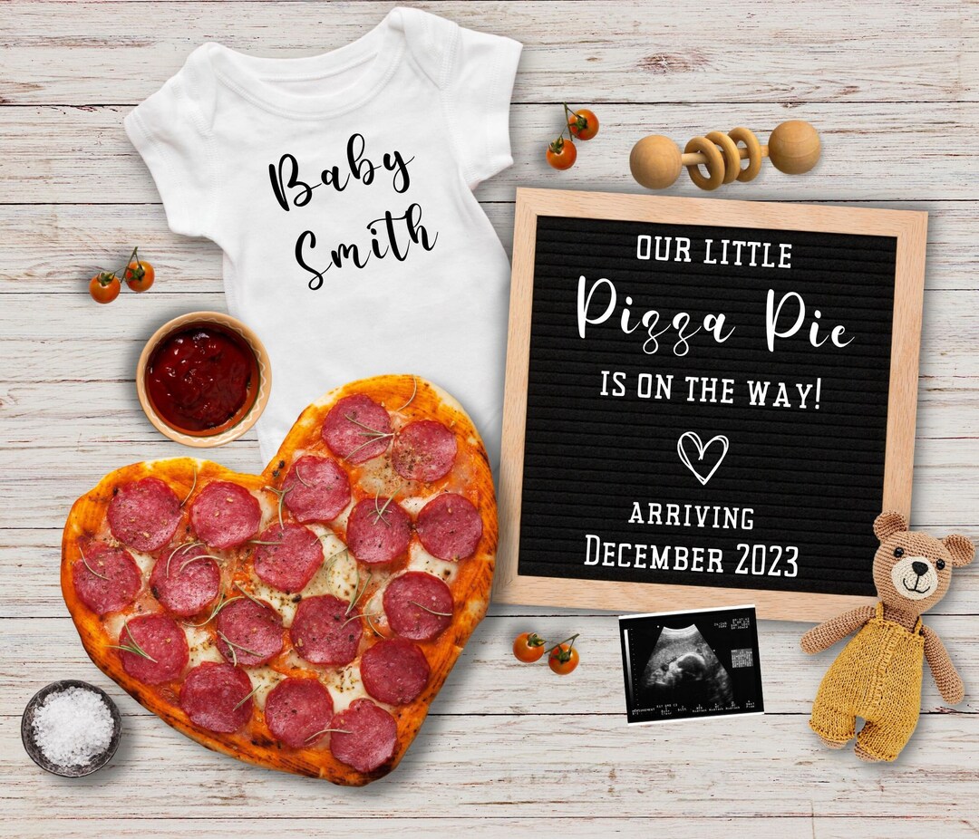 Digital Pregnancy Announcement Pizza Pie | Gender Neutral| Pizza Lover ...