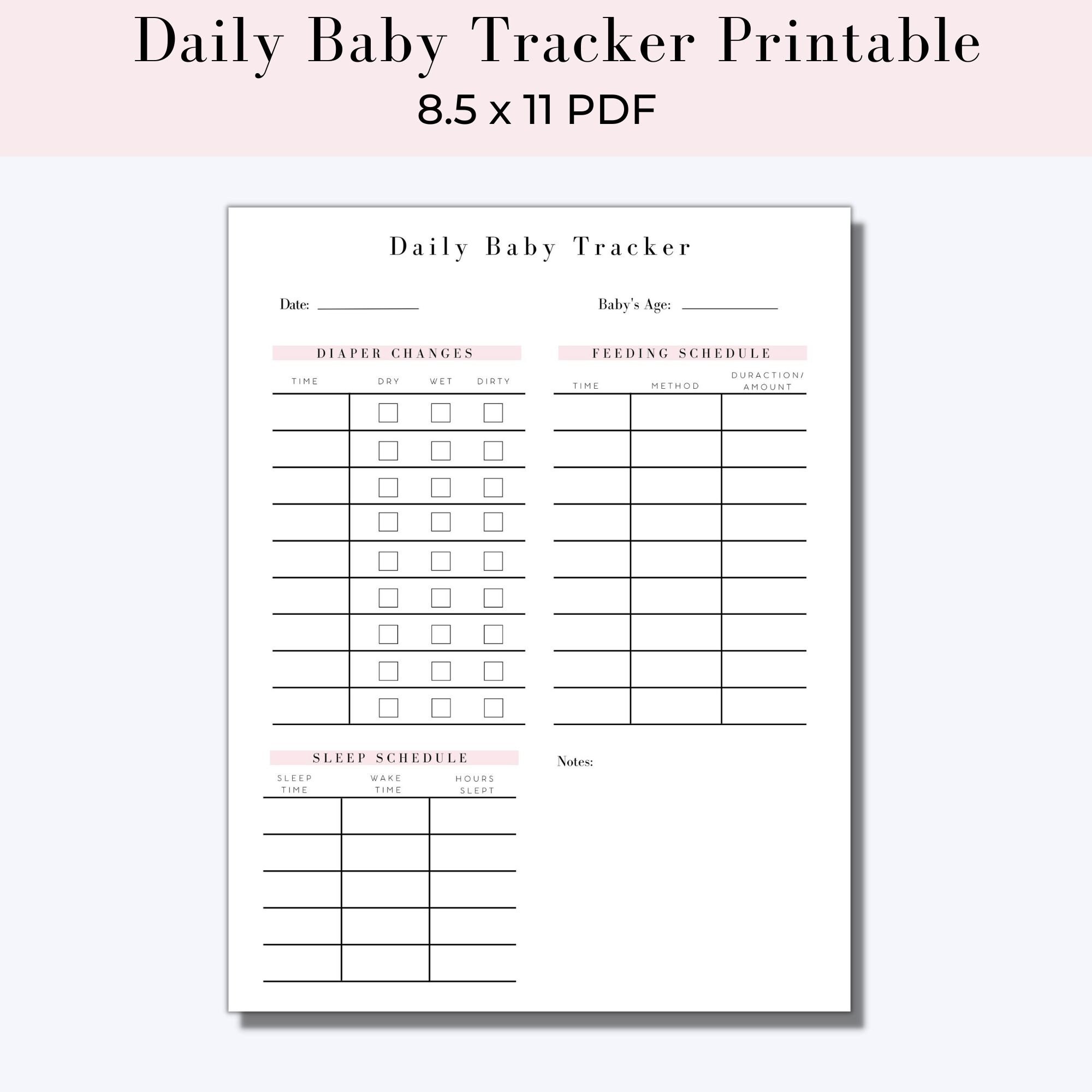 Daily Baby Tracker | INSTANT DIGITAL DOWNLOAD | Baby Log | Diaper ...
