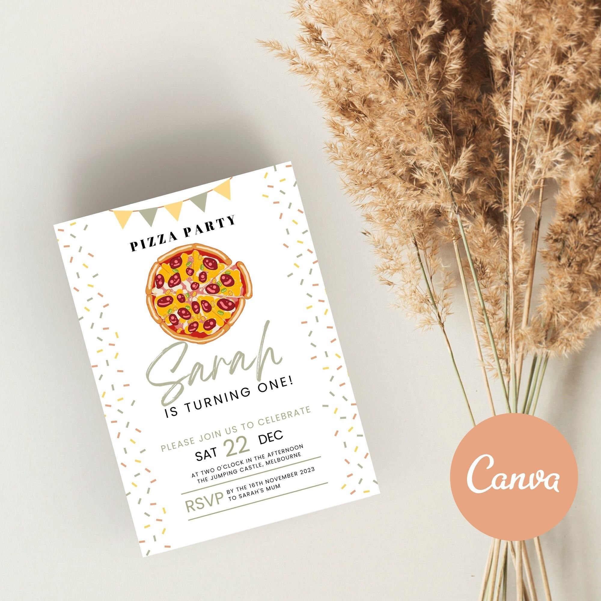Kid's Pizza Party Birthday Invitation, Template Pizza Party, INSTANT ...