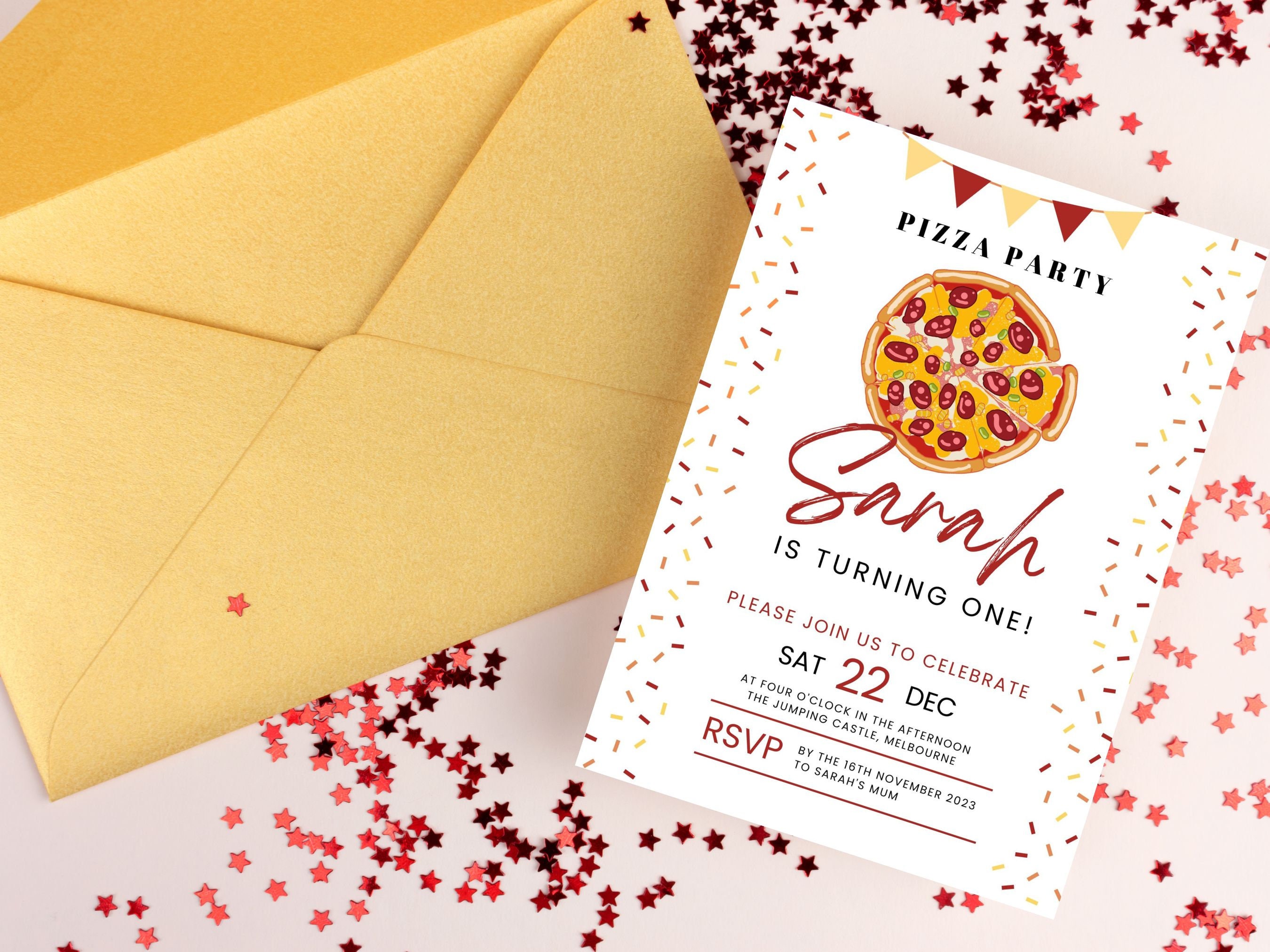 Kid's Pizza Party Birthday Invitation, Template Pizza Party, INSTANT ...