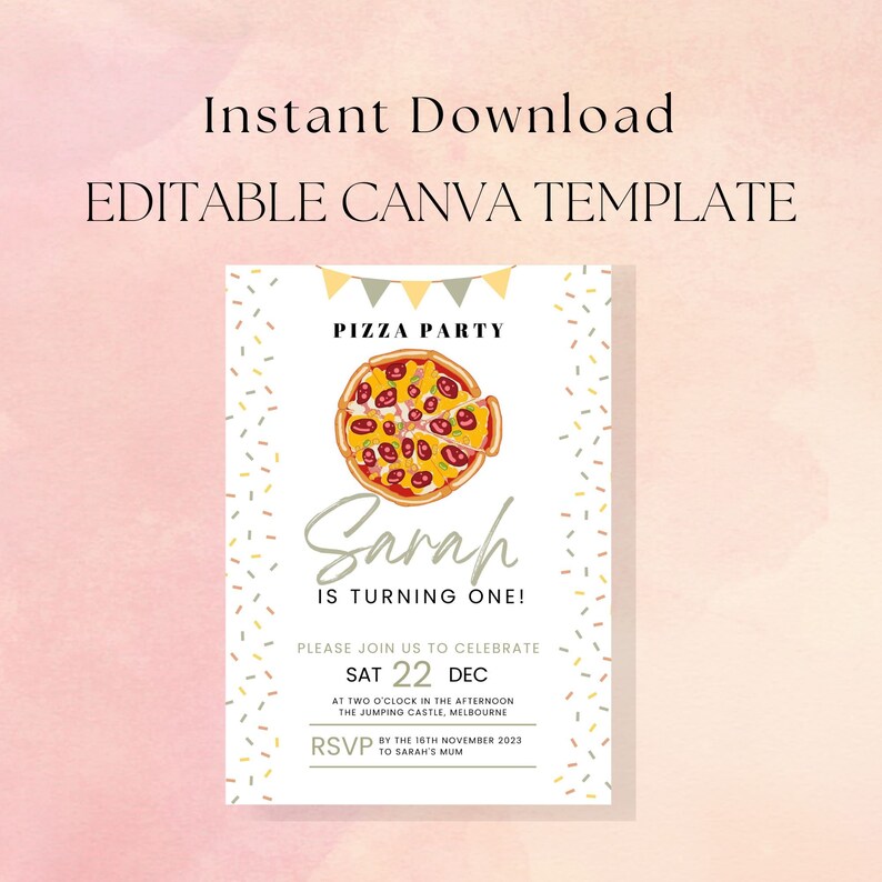 Kid's Pizza Party Birthday Invitation, Template Pizza Party, INSTANT ...