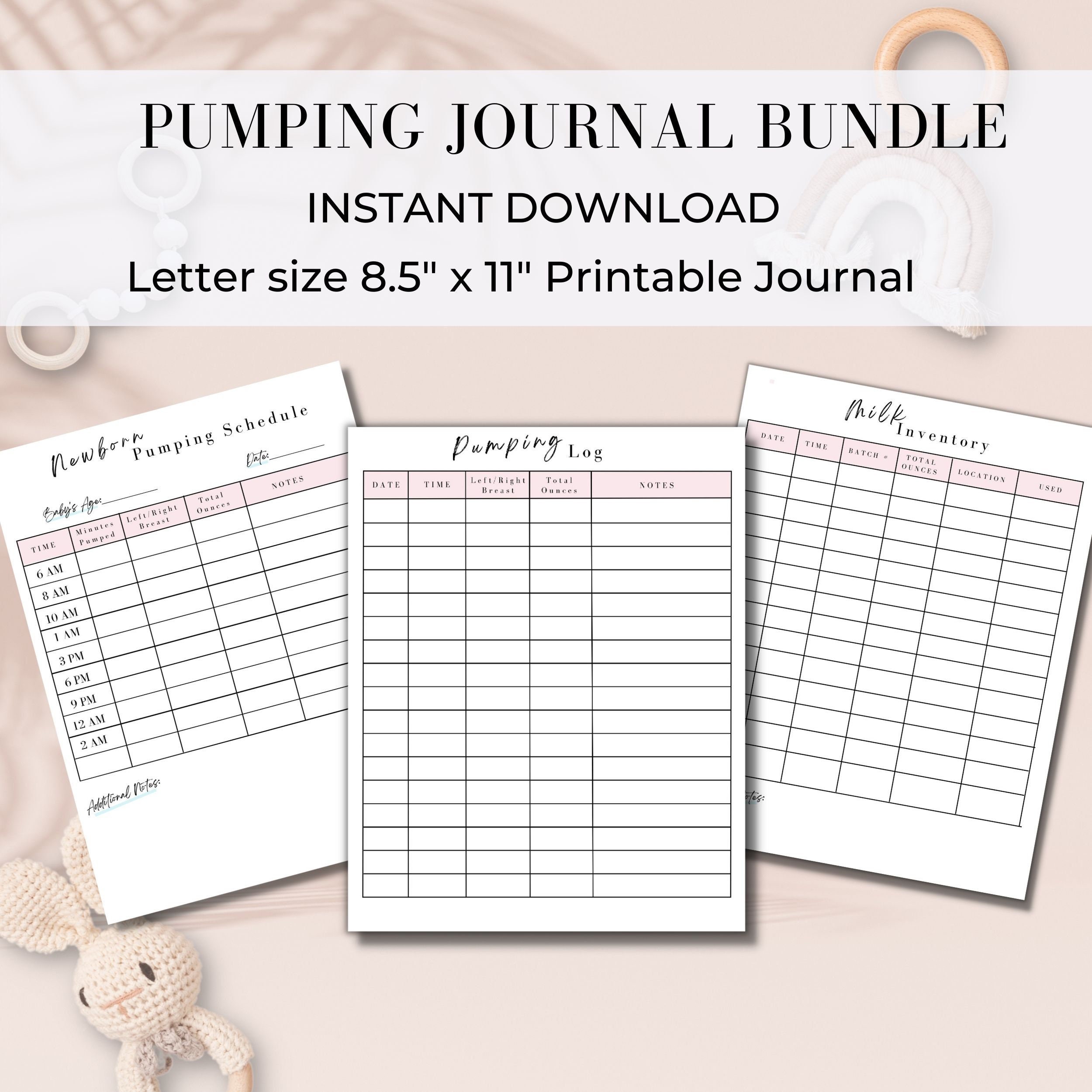 Pumping Printable Journal Bundle | INSTANT DIGITAL DOWNLOAD | New Mom ...