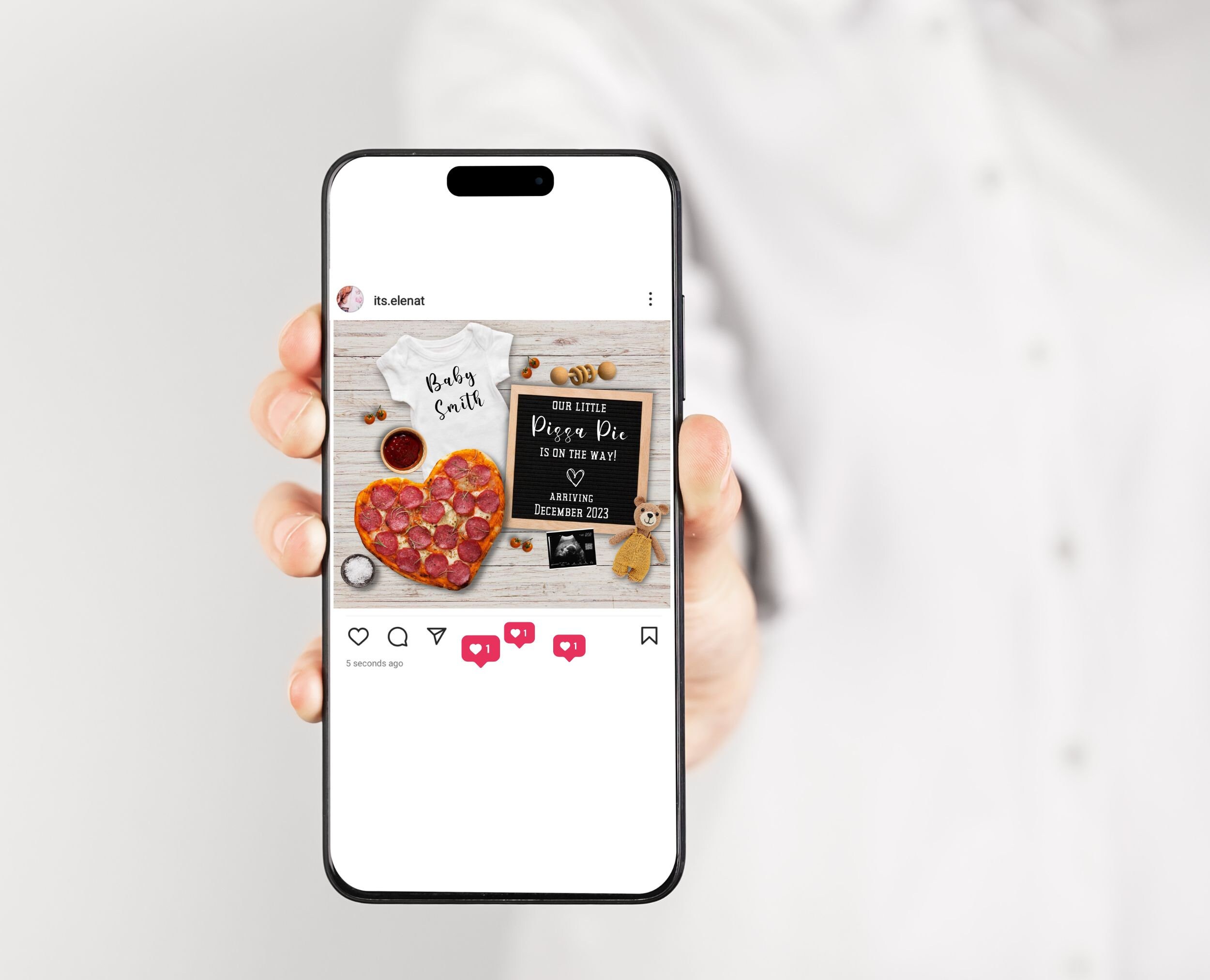 Digital Pregnancy Announcement Pizza Pie | Gender Neutral| Pizza Lover ...