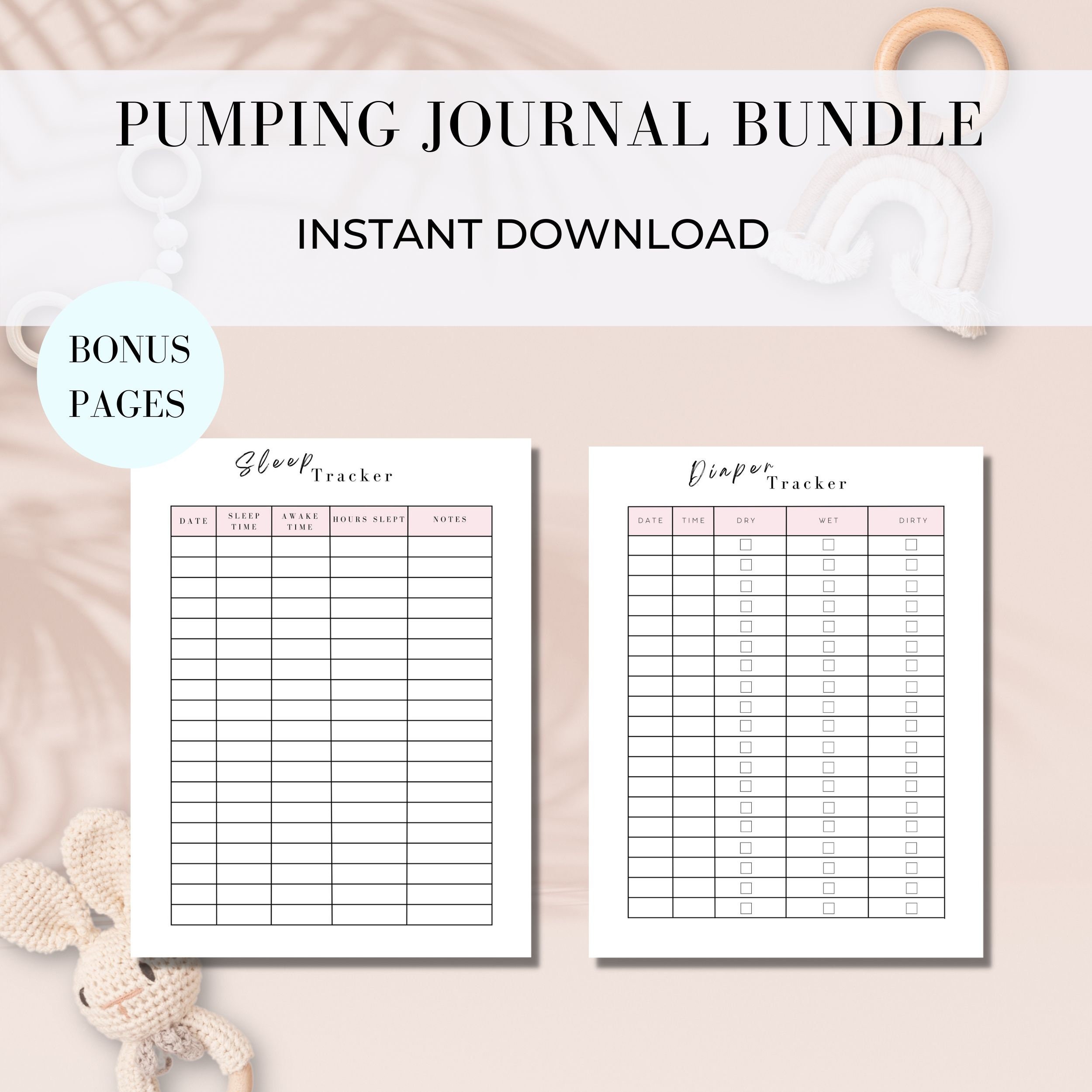 Pumping Printable Journal Bundle | INSTANT DIGITAL DOWNLOAD | New Mom ...