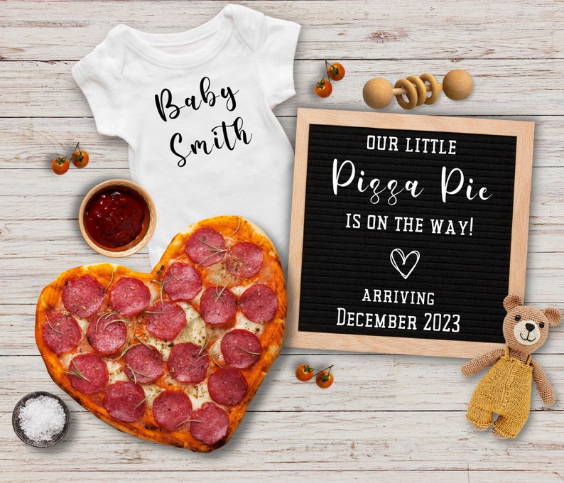 Digital Pregnancy Announcement Pizza Pie | Gender Neutral| Pizza Lover ...