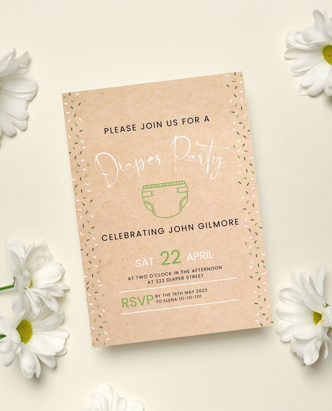 Dad Baby Shower Invitation, Diaper Party Invite Template, Dad to Be ...