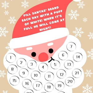 Advent Calendar for Kids, , Santa Countdown With Cotton Balls, Santa ...