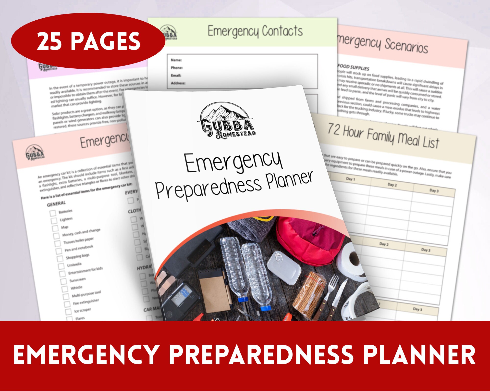 EMERGENCY PREPAREDNESS PLANNER, Printable Bundle, Emergency Prep, Emergency Supplies Lists ...
