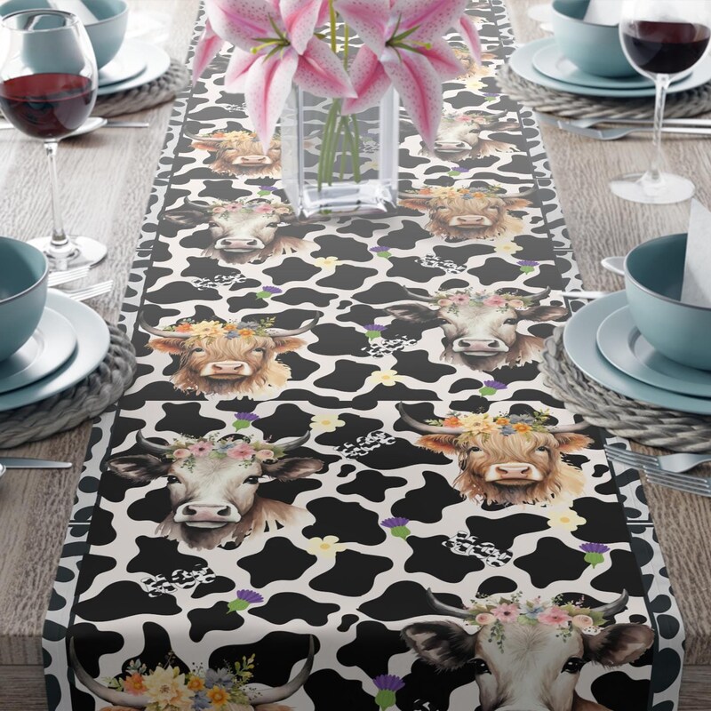 Cow Print Table Runner - Etsy
