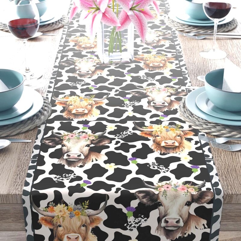 Cow Print Table Runner - Etsy