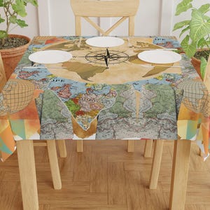 World Map Tablecloth Travel Table Cloth Global Table Cloth Adventure ...