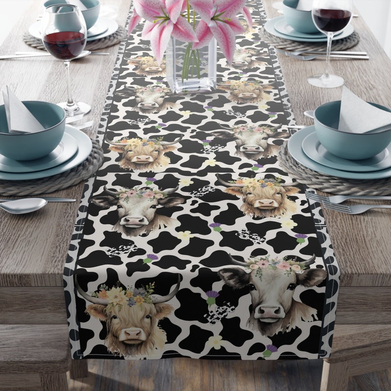 Cow Print Table Runner - Etsy