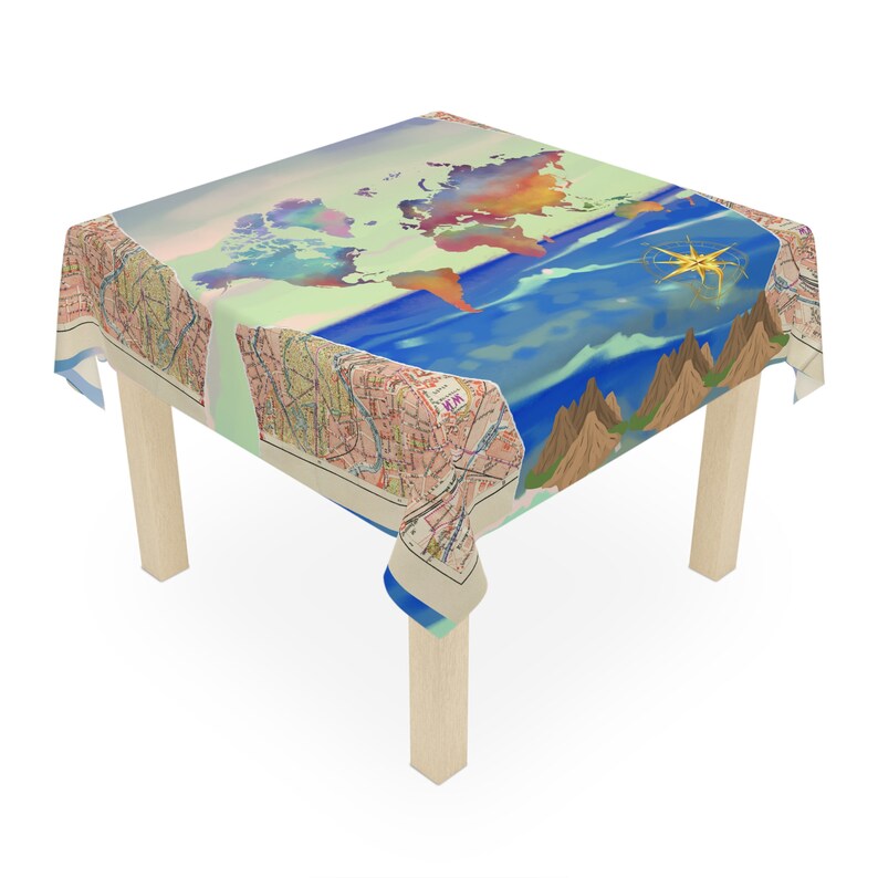Travellers Tablecloth World Map Tablecloth World Map Collage - Etsy