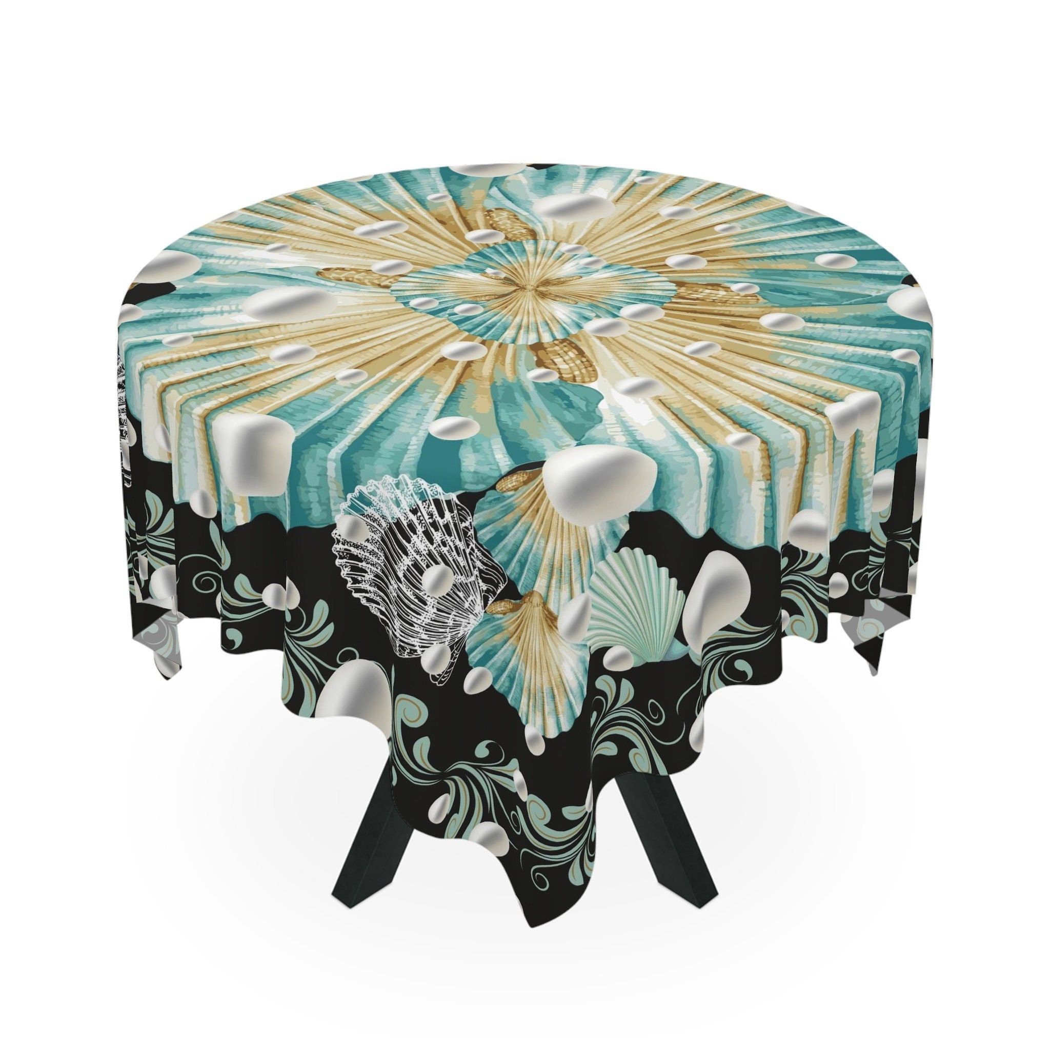 Seashell Tablecloth Ocean Pearl Table Cloth Beach Theme Table Linen ...