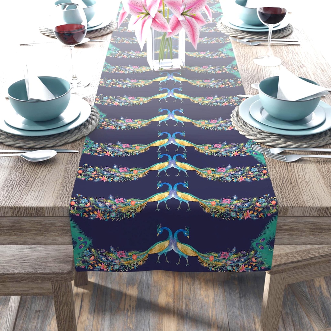 Peacock Table Runner Peacock Table Decor Peacock Theme Home Decoration ...