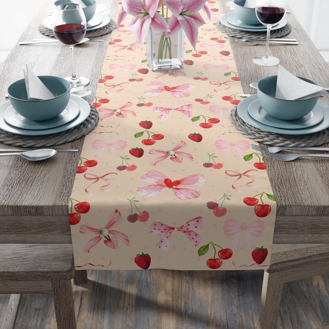 Coquette Table Runner Pink Coquette Aesthetic Table Decor Cherry Home ...