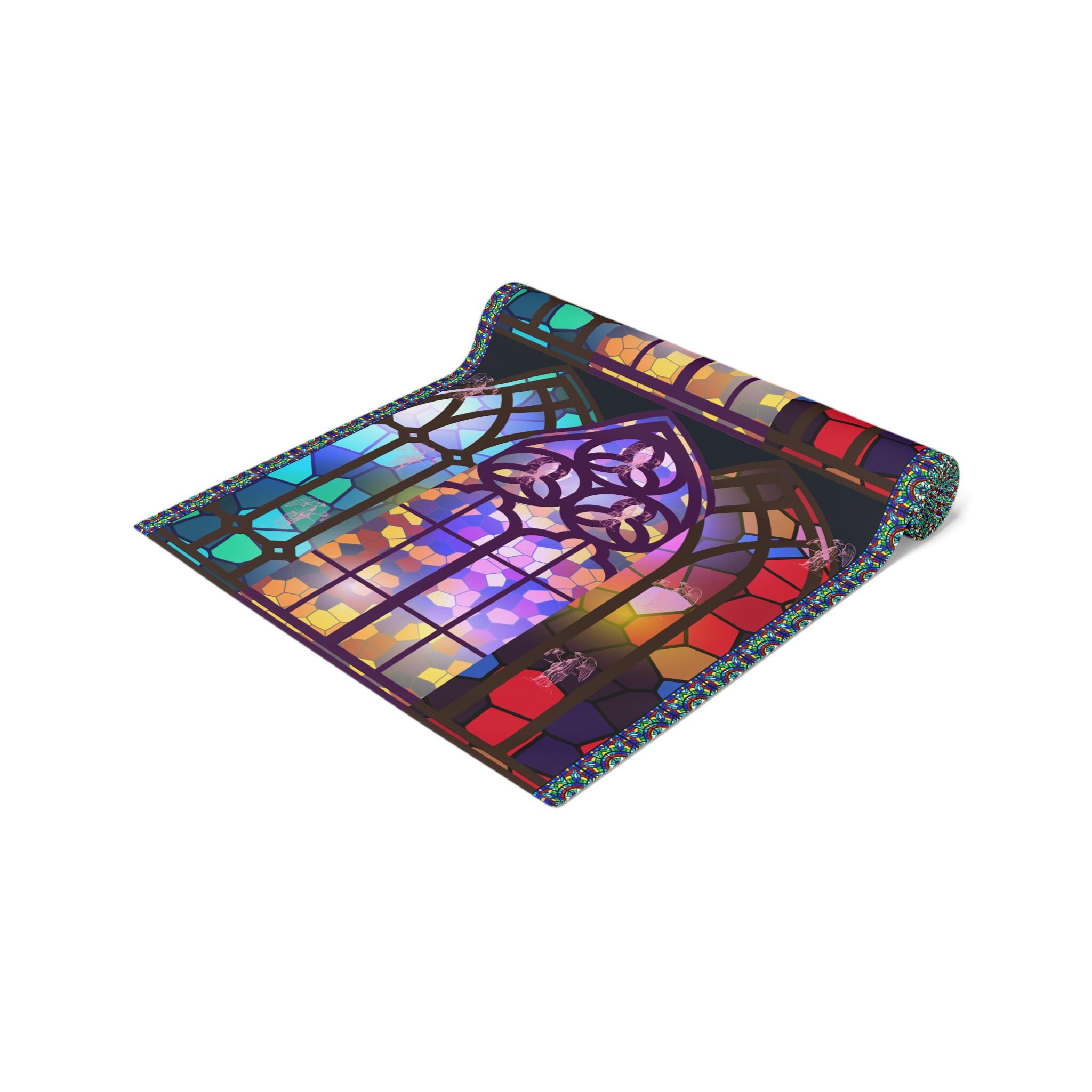 Angel Table Runner Stained Glass Biblical Christmas Decor Religious ...