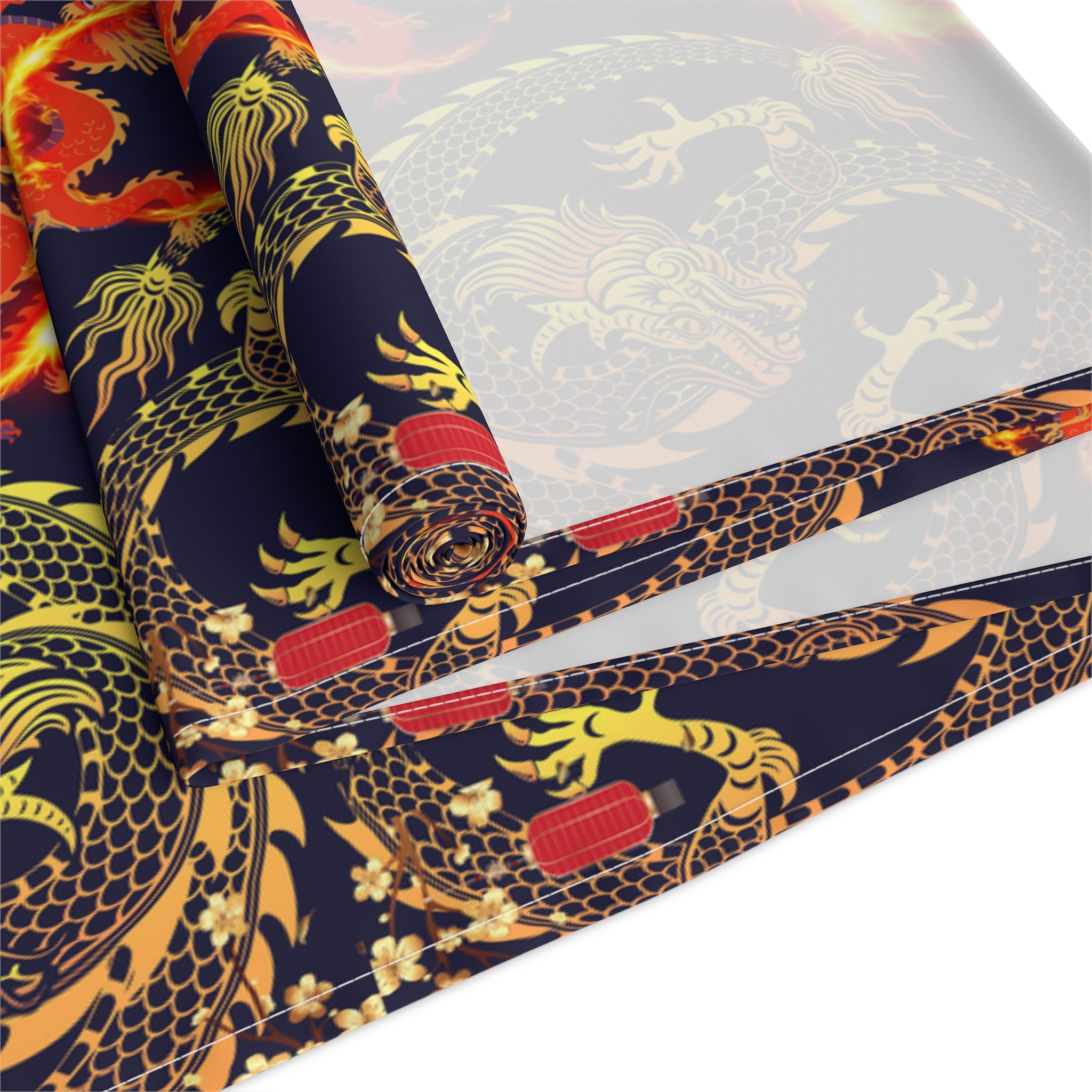 Dragon Table Runner Dragon Lunar New Year Table Runner Chinoiserie ...