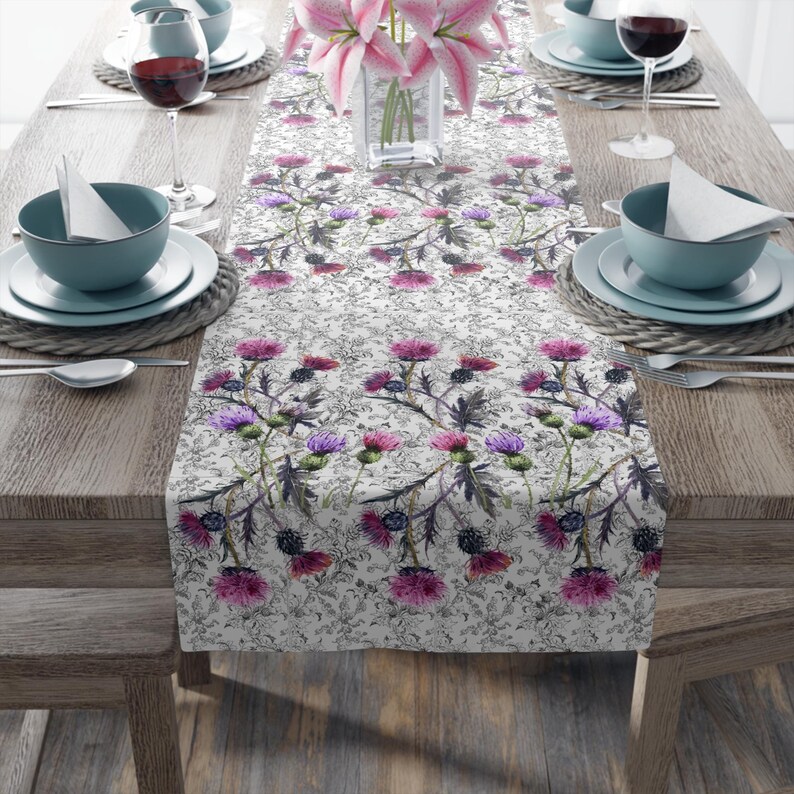 Thistle Table Runner Scottish Thistle Aesthetic Table Decor Wildflower ...