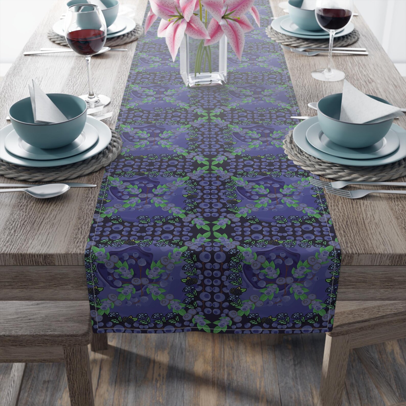 Blueberry Table Runner Blueberry Summer Fruit Table Runner Blueberry ...