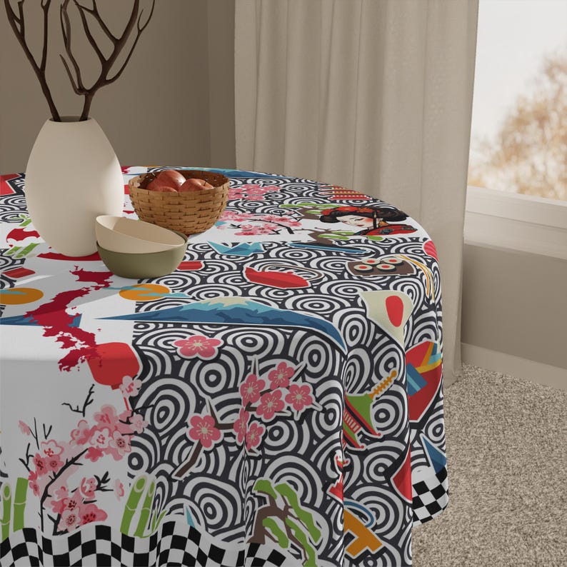 Japanese Tablecloth Geisha Table Cloth Japan Cultural Table Decor Japan ...