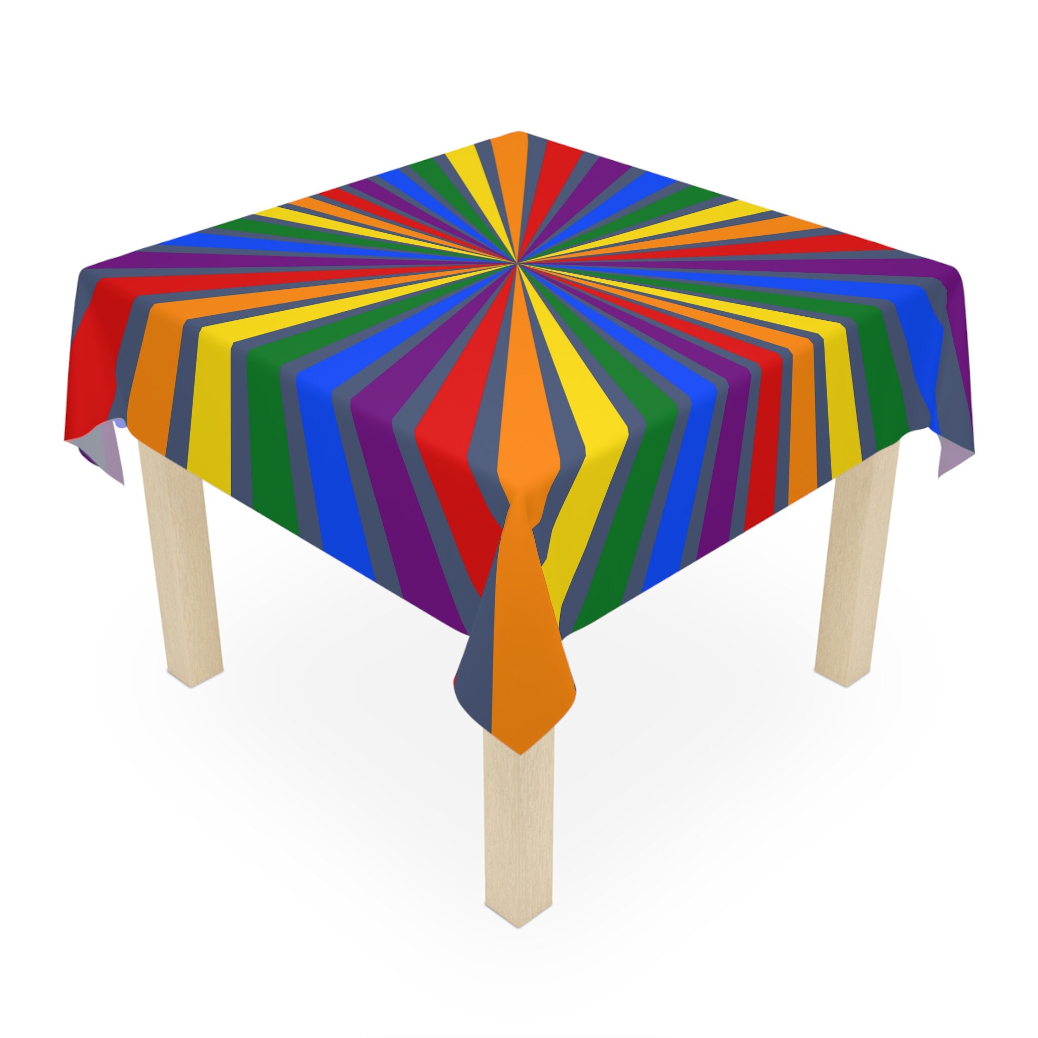Rainbow Colourful Party Tablecloth Rainbow Striped Multi Colour Table ...