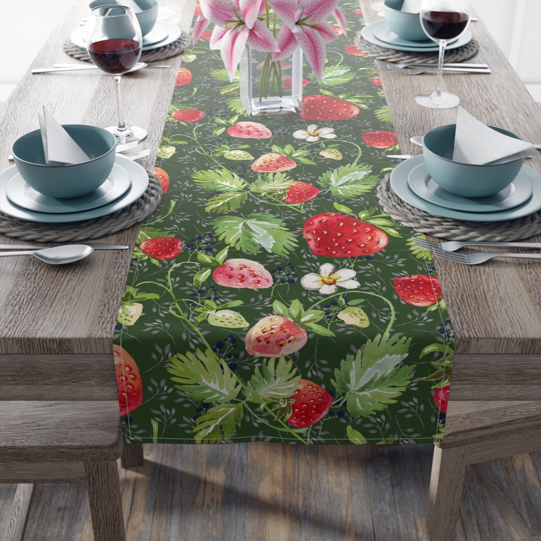Strawberry Table Runner Blueberry Table Runner Strawberry Summer Fruit ...