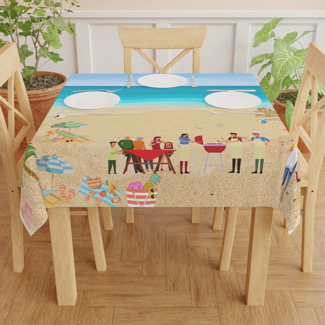 Coastal Tablecloth Beach Theme Table Cloth Beach House Party Table ...