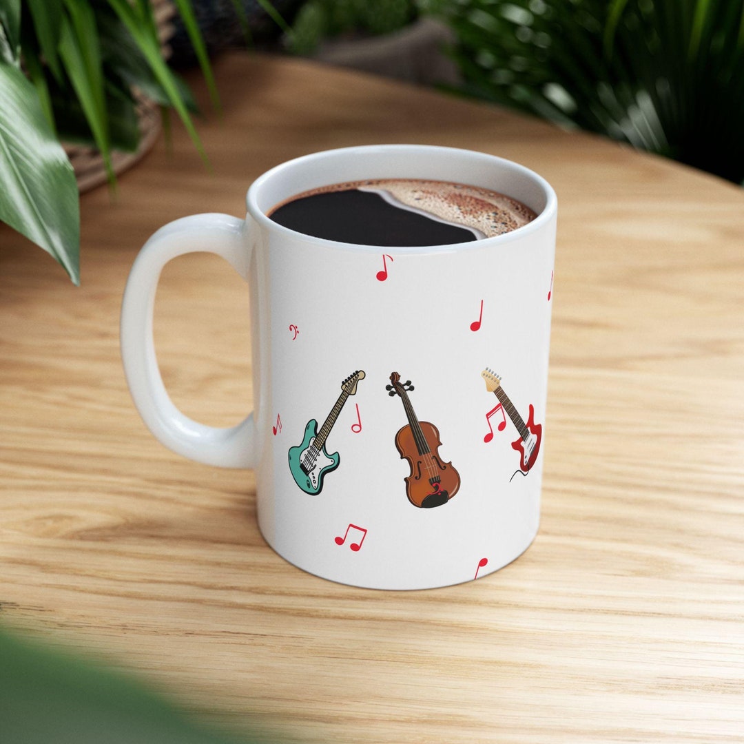 Violin Coffee Mug Guitar Coffee Mug Music Instruments Print Mug Music ...