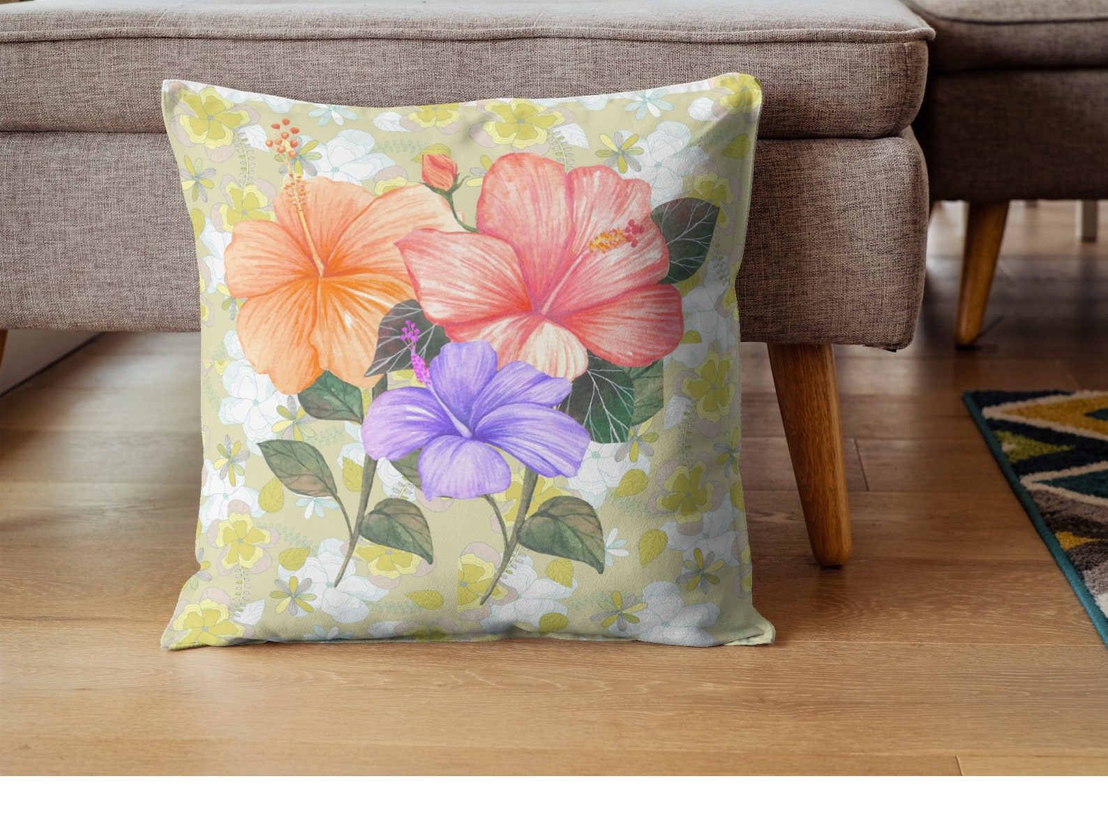 Hibiscus Flower Botanical Cushion Hibiscus Floral Throw Pillow Hibiscus ...