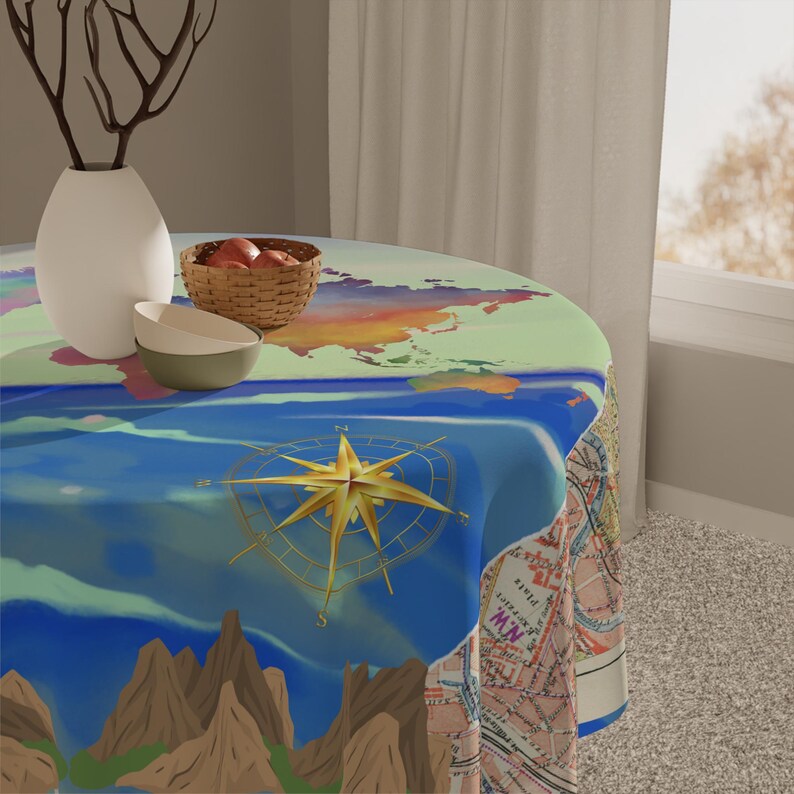 Travellers Tablecloth World Map Tablecloth World Map Collage Tablecloth ...