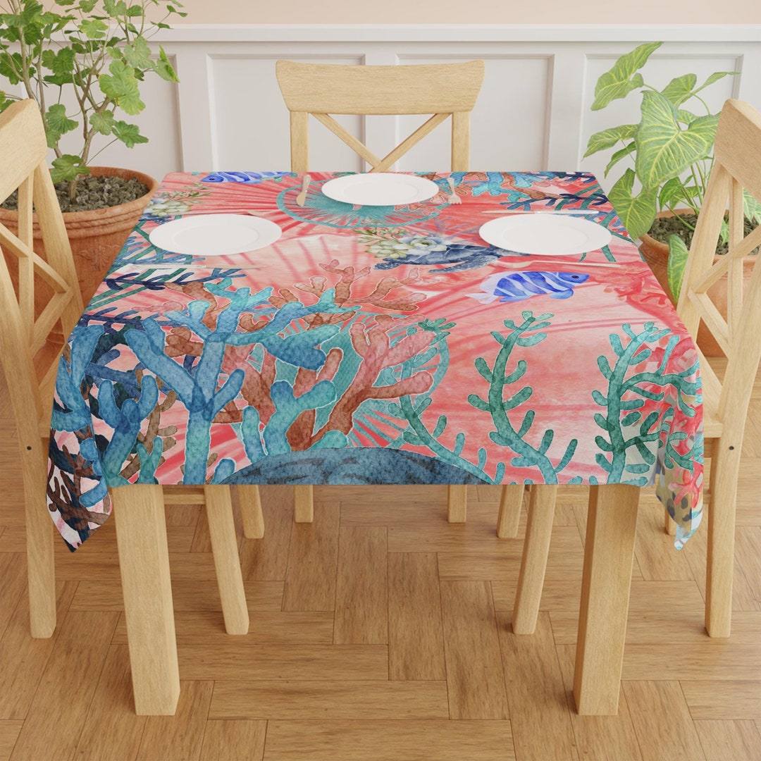 Coral Reef Tablecloth Ocean Pink Theme Table Cloth Coral Under the Sea ...