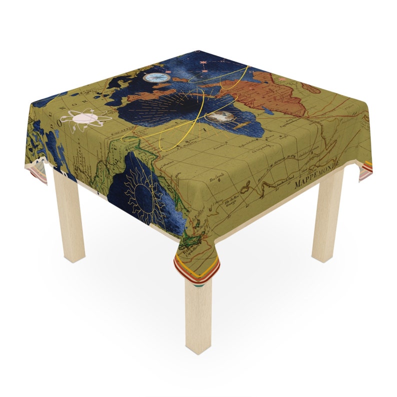 World Map Tablecloth Map Green Table Cloth With Solar Axis Globe ...