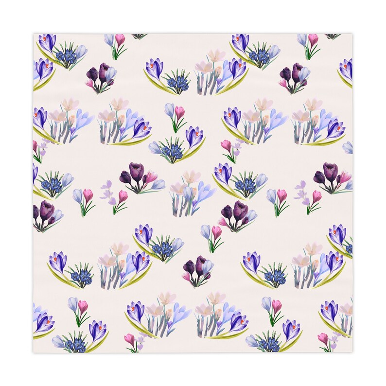Crocus Floral Tablecloth Crocus Light Pink Spring Table Cloth Crocus ...