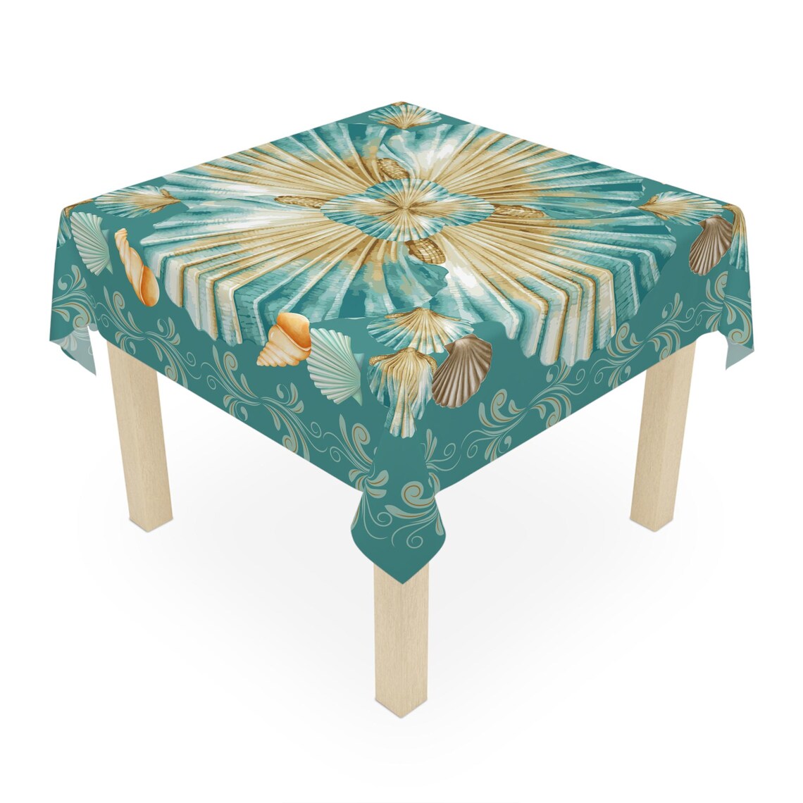 Seashell Tablecloth Coastal Shell Table Cloth Beach Theme Table Linen ...