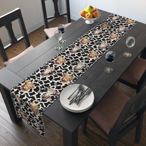 Highland Cow Table Runner Cow Print Table Topper Highlander Table Linen ...