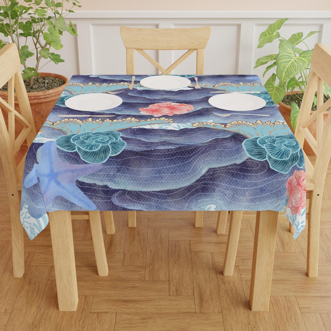 Coral Reef Tablecloth Ocean Blue Theme Table Cloth Coral Under the Sea ...