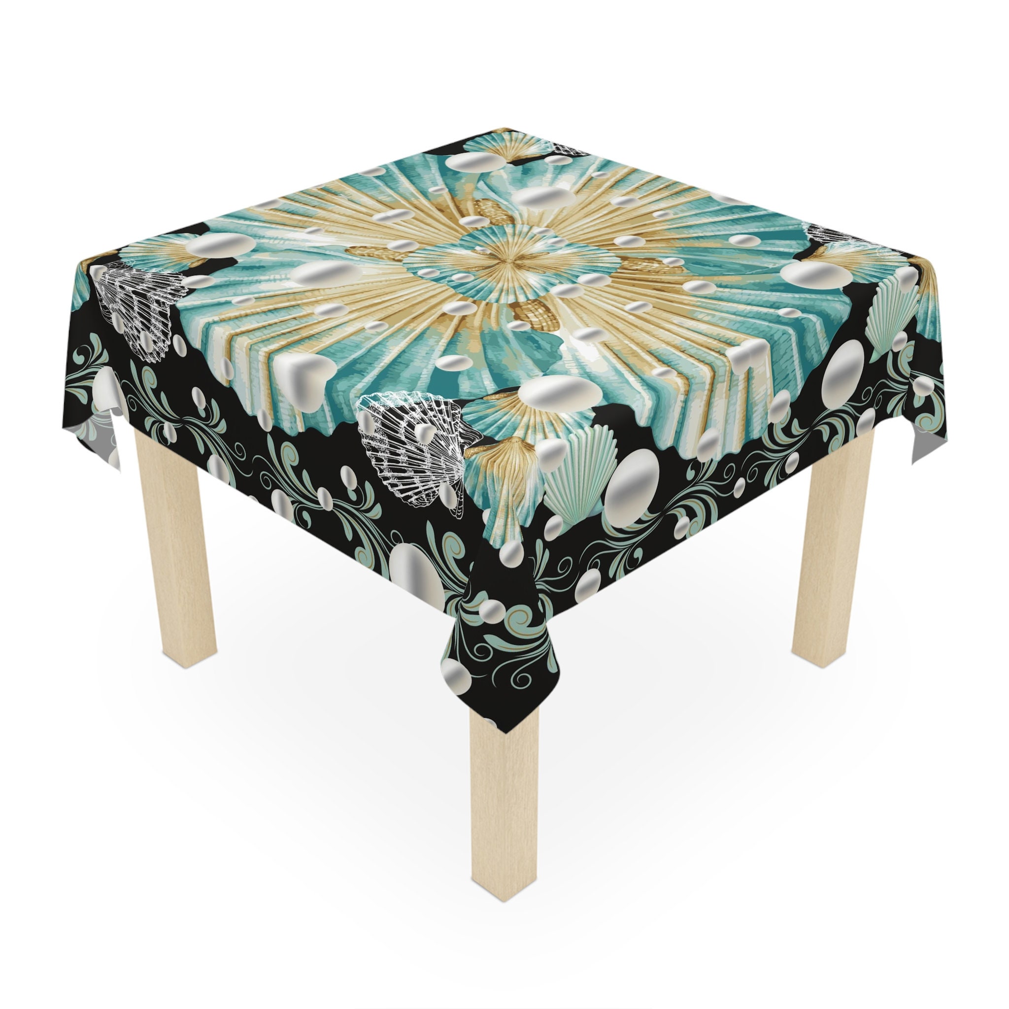 Seashell Tablecloth Ocean Pearl Table Cloth Beach Theme Table Linen ...