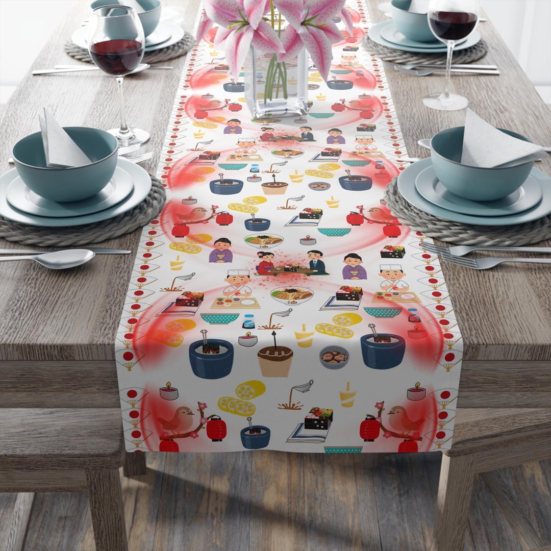 Hibachi Table Runner, Japanese Party Decor, Japan Event Linen ...