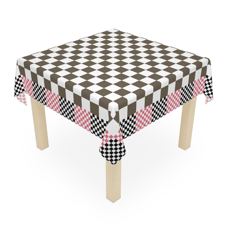 Gray and White Check Tablecloth Harlequin Tablecloth Pink and Black ...