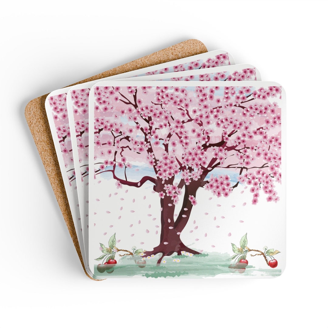 Cherry Coaster Cherry Blossom Drink Coaster Sakura Spring Coaster ...