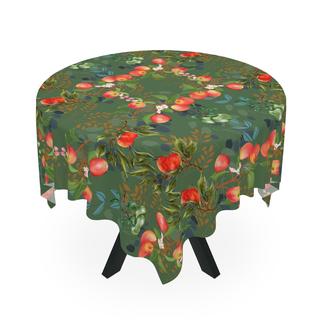 Apple Tablecloth Sage Green Apple Table Cloth Apple Fruit - Etsy
