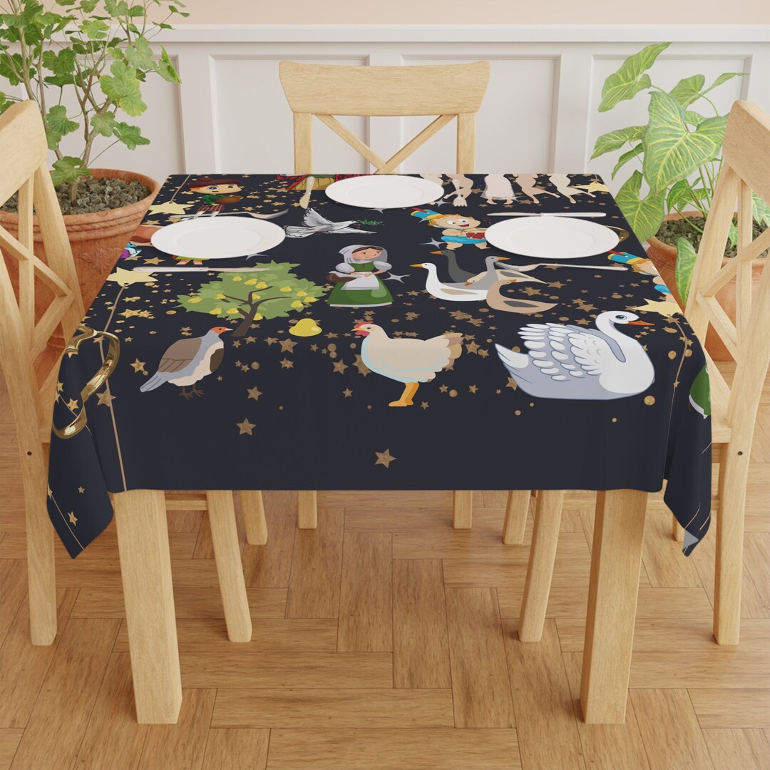 Christmas Theme Tablecloth Xmas Print Table Cloth Christmas Carol Table ...